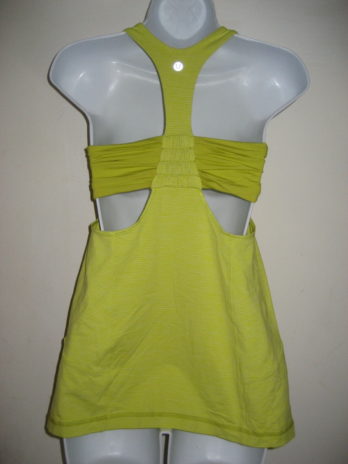 LULULEMON FLUORESCENT GREEN PIN STRIPE RACER BACK ATH… - Gem