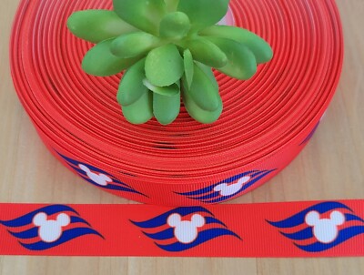 7/8" (1 YD) Disney Cruise Line Grosgrain Ribbon Mickey Mouse Set Sail ...