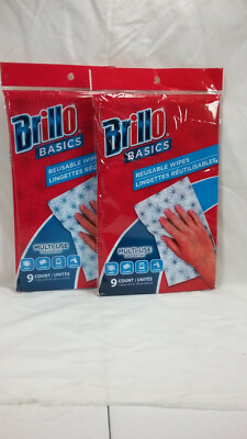 Brillo Basics Reusable Wipes 9 count 2 pkgs 18 wipes Multi-use New ...