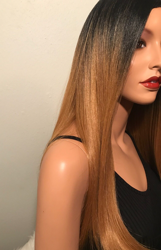 NWT Equal Luxury Long Straight Center Part Black And Auburn Lace Front ...