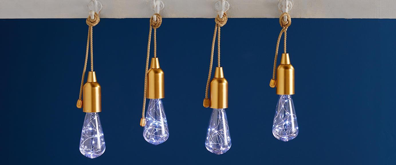 New Improvements 4-Pack LED Edison Firefly Fairy Pull Lights w/ Remote ...