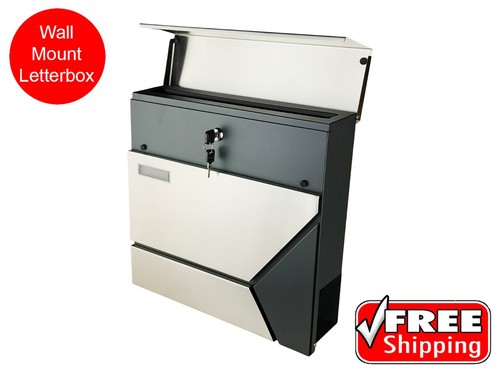 STAINLESS STEEL WALL MOUNT LETTERBOX FENCE NEWSPAPER KLIKKA GEO MAILBOX ...