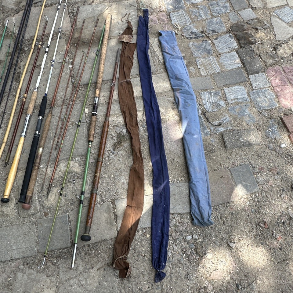 Joblot / Bundle Of Vintage Fishing Gear. Rods. Carry Cases. Rod Rests ...