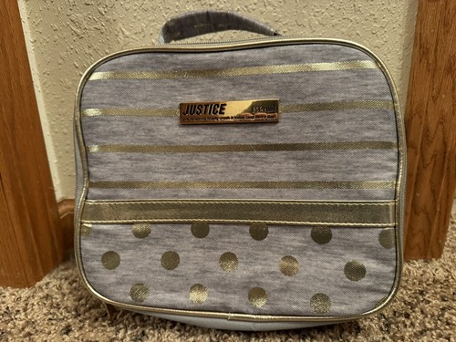 Justice Girls lunch box Color Gray And Gold. | eBay