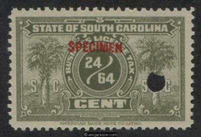 SOUTH CAROLINA Business License Revenue SC BL2S red SPECIMEN ovpt. | eBay