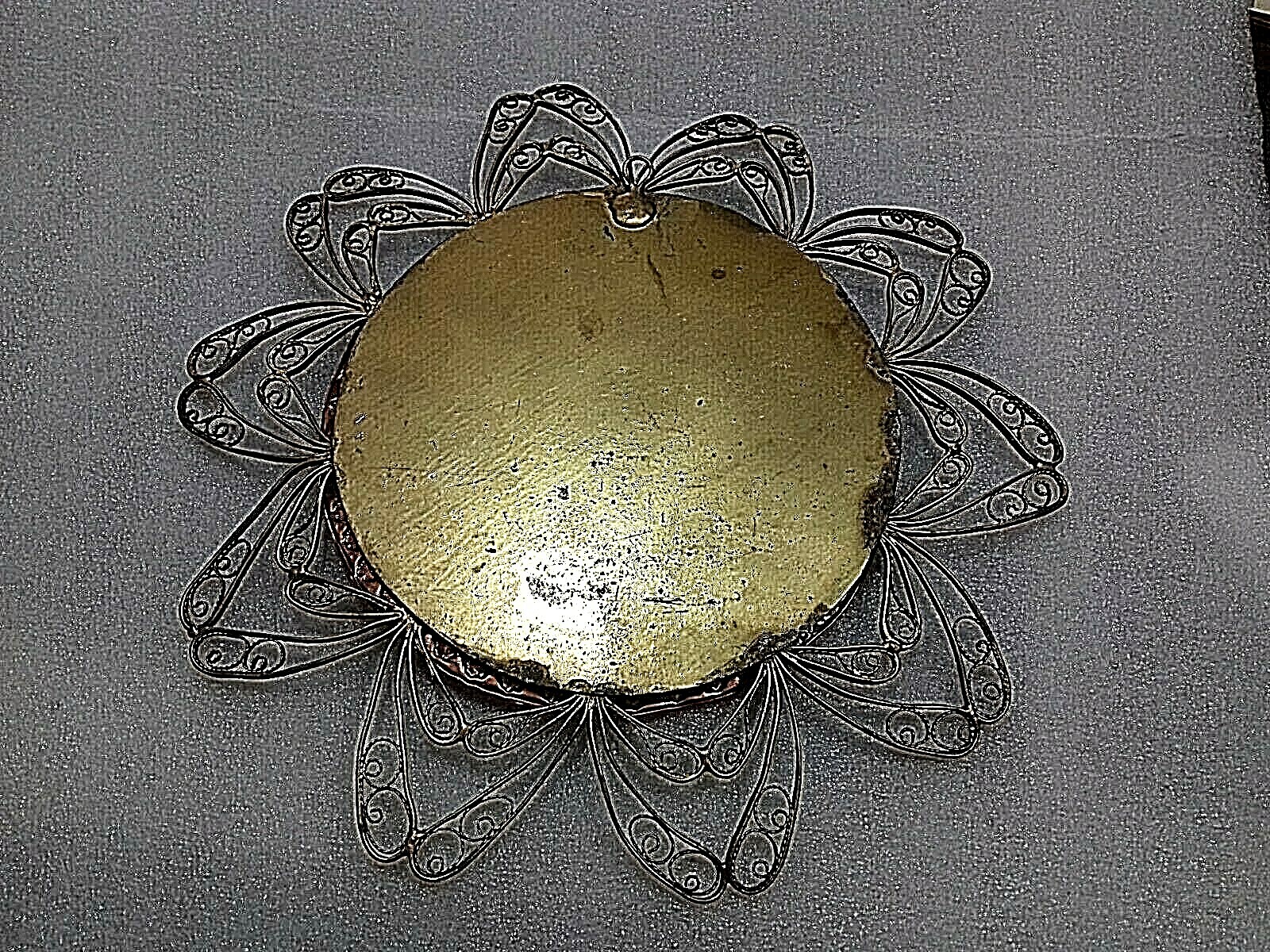 VINTAGE OLD HANDMADE COPPER FILIGREE HANGING PLATE- ALBANIA-COMMUNISM ...