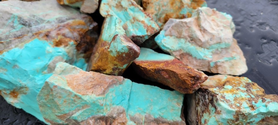 Natural Hard Untreated Tonopah NV Turquoise Royston Ribbon Rough - Half ...