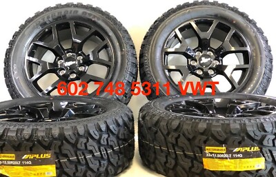 20 INCH GMC & CHEVY SILVERADO SNOWFLAKE WHEELS BLACK RIMS MT TIRES ...
