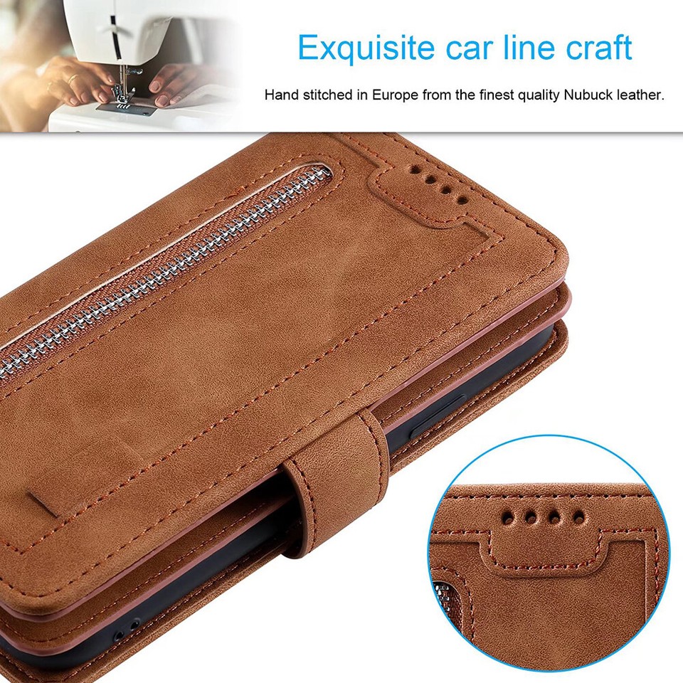 TCL 505 Wallet Case,Leather Zipper Magnetic Flip Card Phone Case For ...