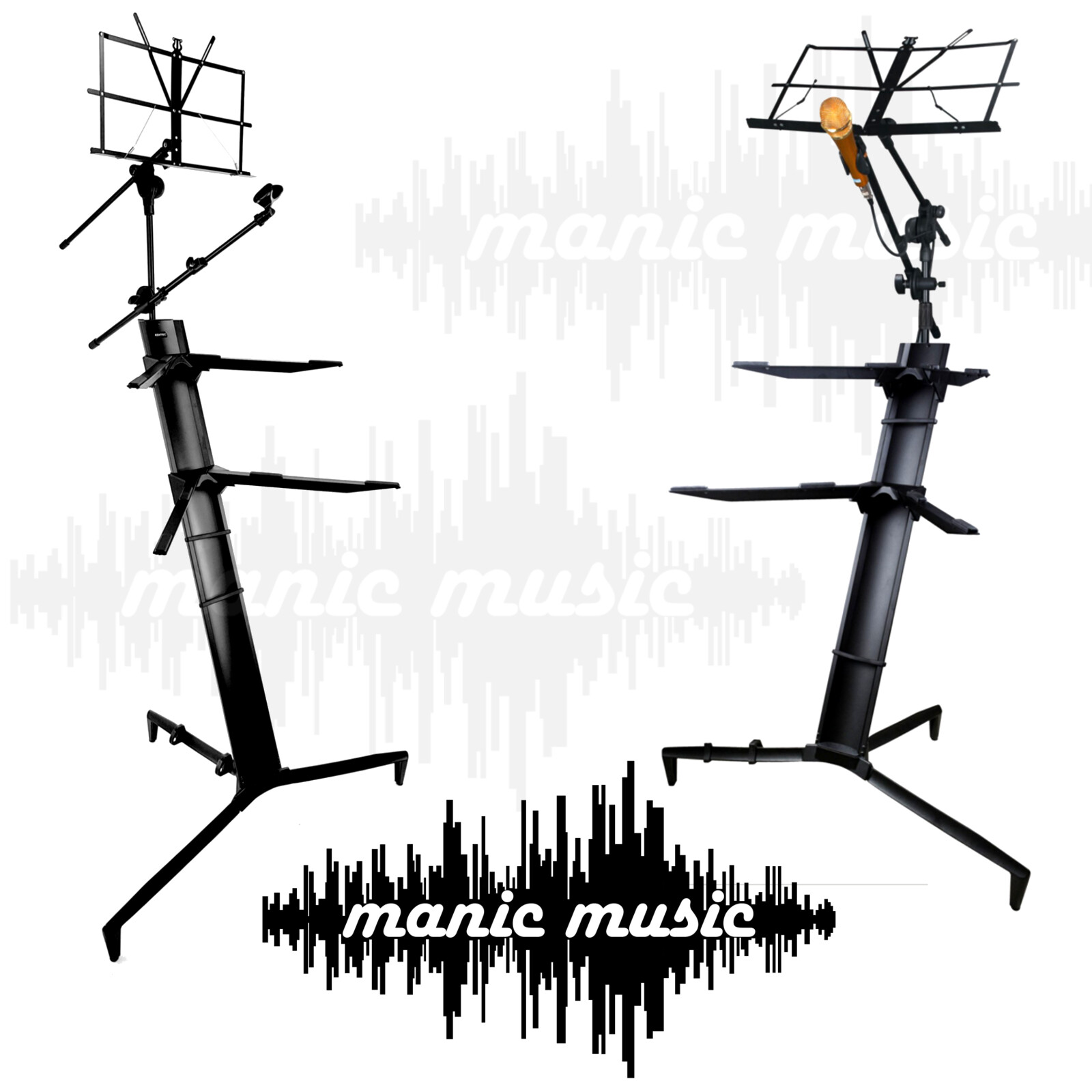 Keyboard Piano Synth Stand Portable Folding 2 Tier + Boom Sheet Music ...
