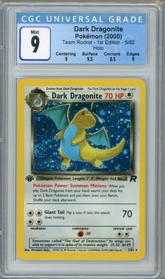 2000 Team Rocket 1st Edition #5 Dark Dragonite Holo CGC 9 Mint SWIRL ...
