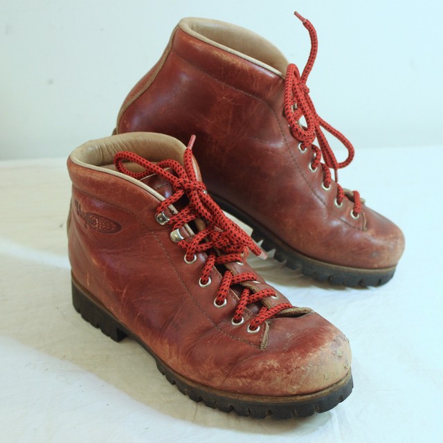 VTG Vasque Hiking Boots Skywalk Brown Distressed Leather Vibram Italy ...