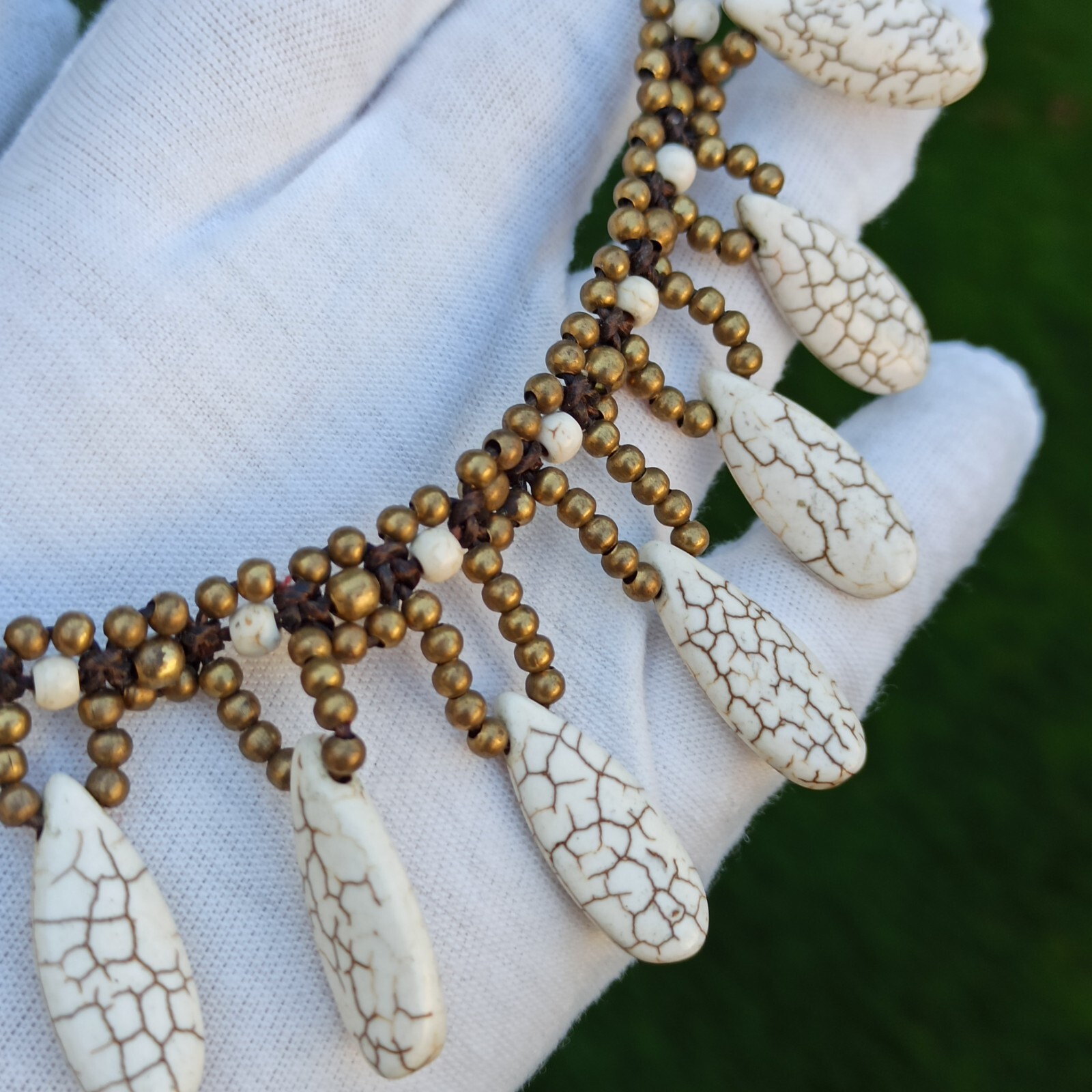 Chandelier Bohemian Necklace Bib Trible White Natural Sodalite ...