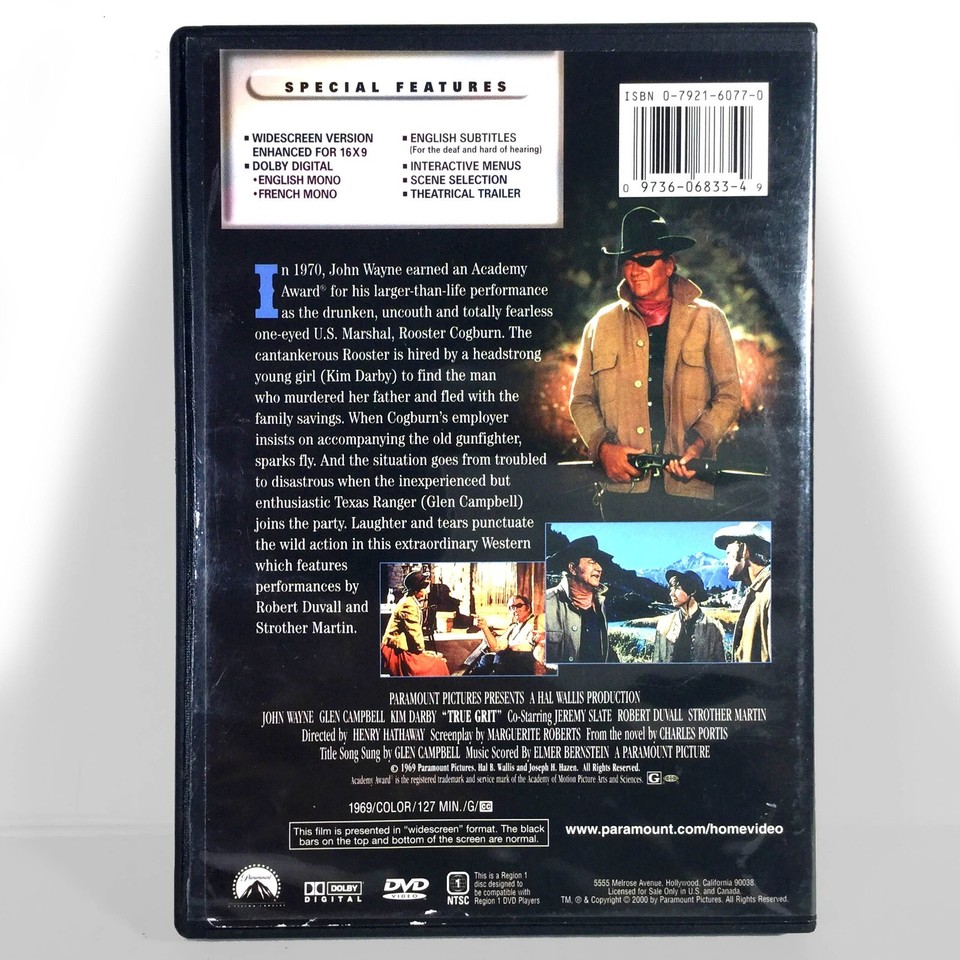 True Grit (DVD, 1969, Widescreen) John Wayne Kim Darby Glen Campbell | eBay