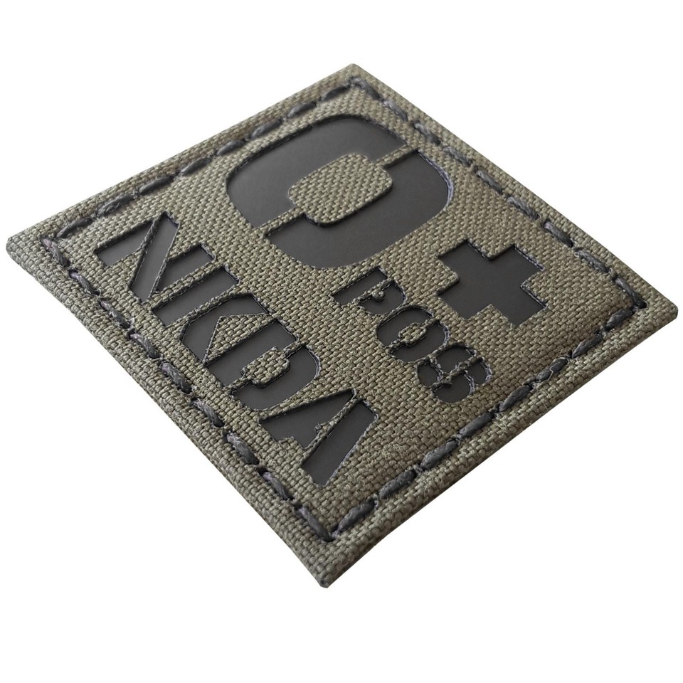 NKDA OPOS Blood Type O+ infrared IR ranger green morale 2x2 laser hook ...
