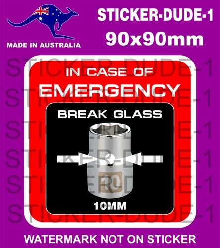 10mm SOCKET STICKER IN CASE OF EMERGENCY FOR TOOLBOX BEER FRIDGE ...
