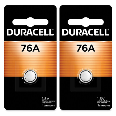 2 76A Duracell 1.5V Alkaline Button Batteries (LR44, A76, EPX76, PX76A ...