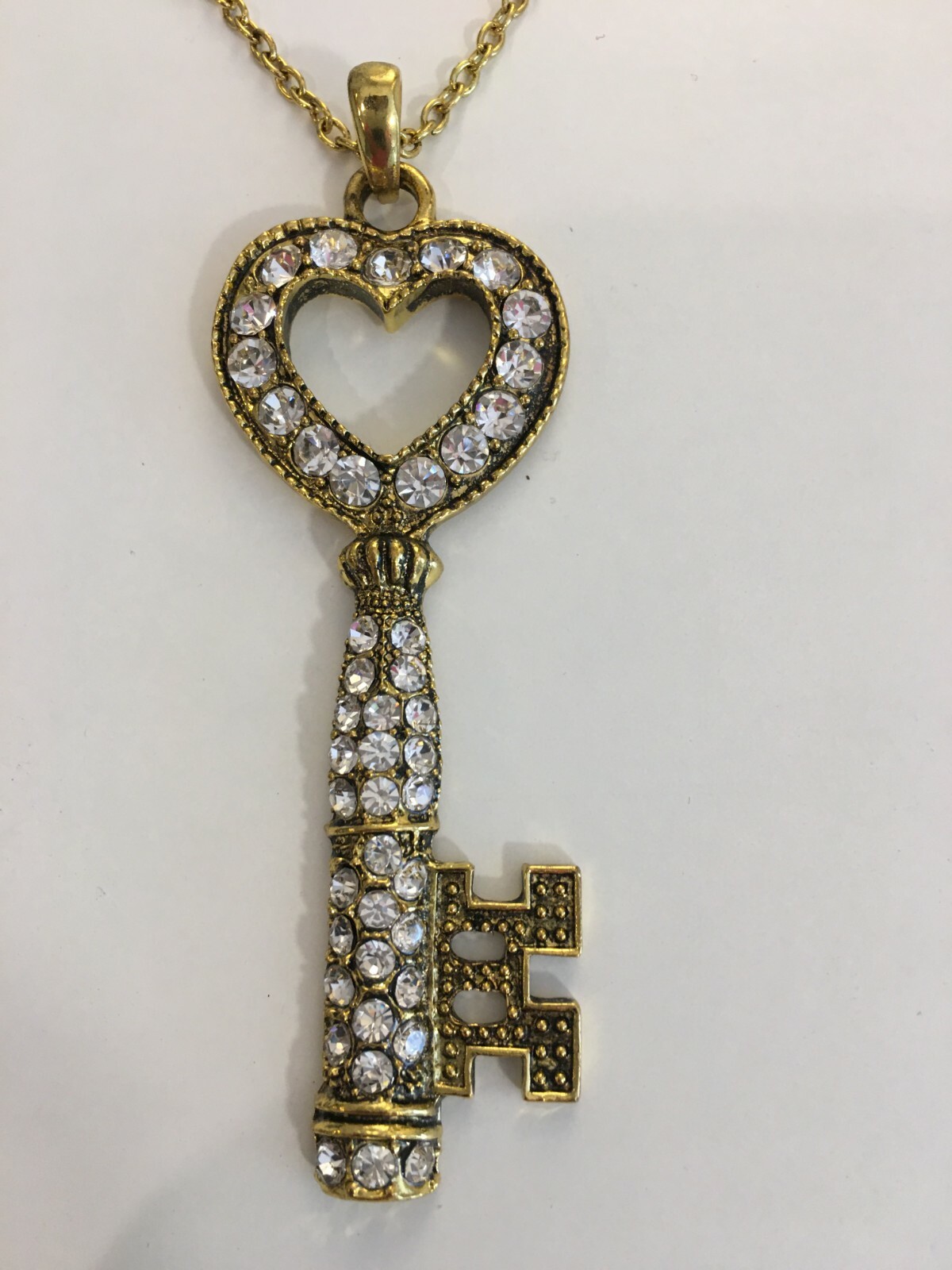 Rhinestone Encrusted Goldtone Large Key Chain Pendant | eBay