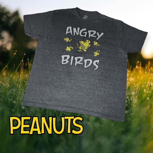 Peanuts Woodstock Angry Birds Short Sleeve T-Shirt Charcoal Gray L | eBay