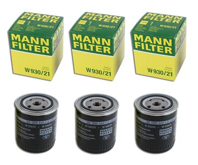 OEM Set of 3 Engine Oil Filters Spin-on W930/21 For VW Passat Audi 90 ...