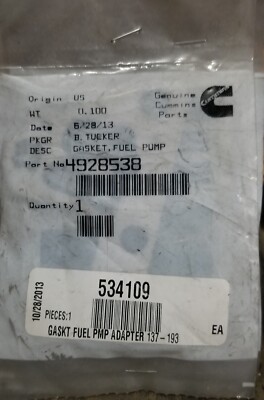 Cummins Fuel Pump Gasket 4928538 GENUINE PARTS - NEW old stock | eBay
