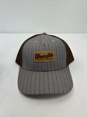 NEW Wrangler Baseball Cap Hat Mesh Back Snapback Trucker Brown Gray ...