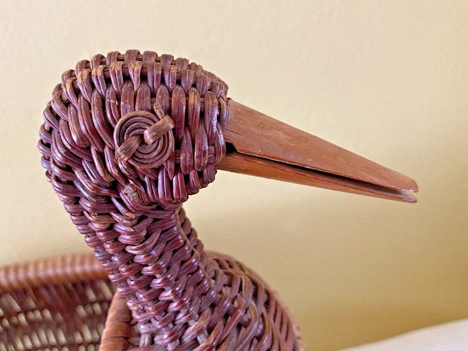 Vintage Wicker Rattan Duck Bird Basket Planter | eBay