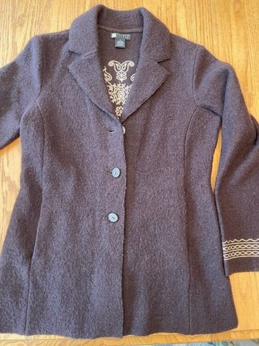 Carole Little 100% Wool Womens Brown Jacket Sz Small Boho Cute! | eBay