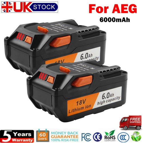1/2x 6.0AH Li-ion Battery For Ridgid 18V Battery AEG B1814G B1820R ...