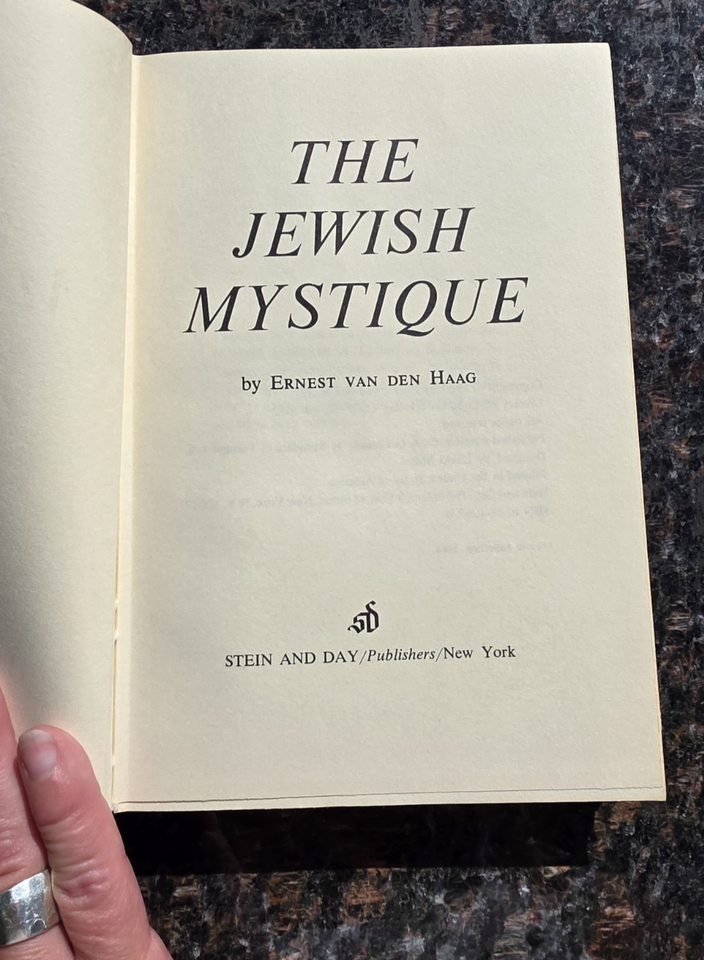 The Jewish Mystique. By Ernest Van Den Haag - 1969 Second Printing ...