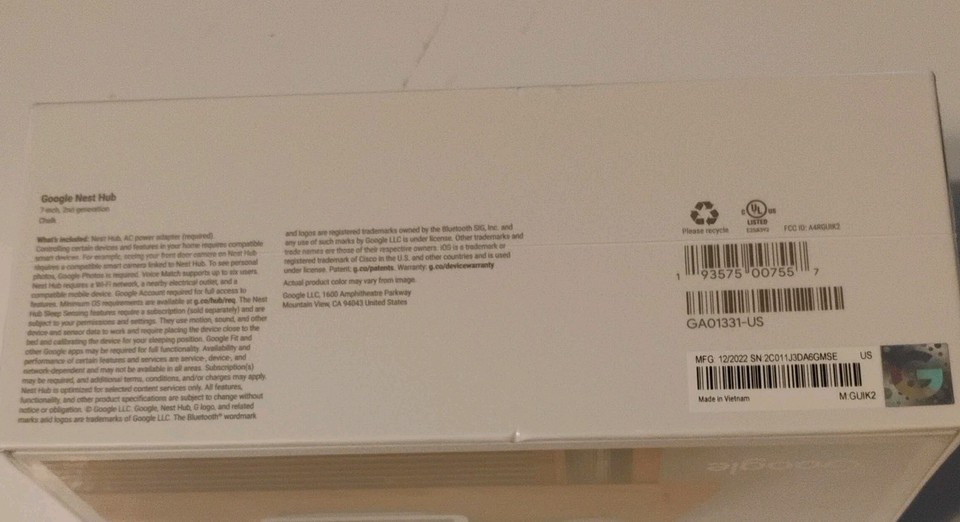 New Google Nest Hub 2nd Gen Smart Display GA01331-US | eBay