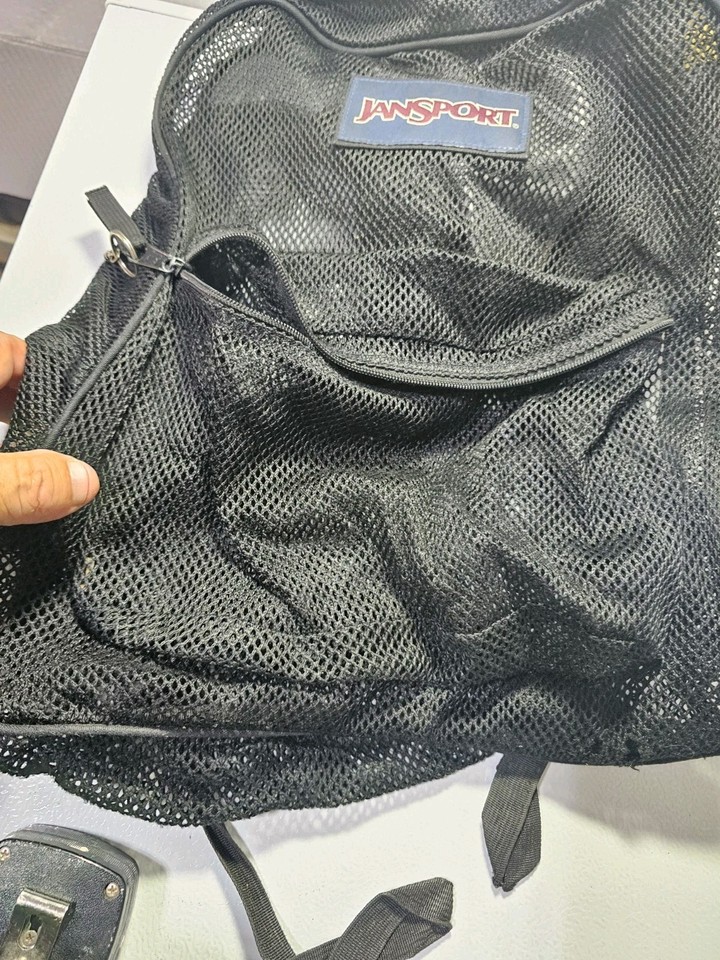 Jansport Black Mesh Stadium Friendly Backpack Preowned Great Condition ...