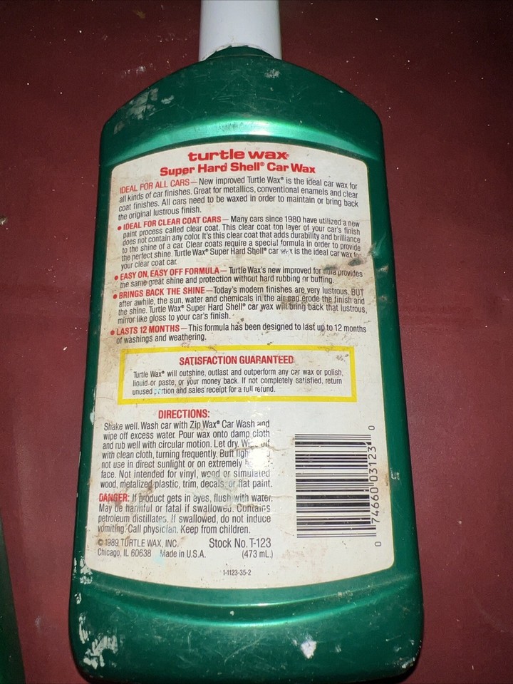 TURTLE WAX t-123 Vintage 1989 Super Hard Shell Full Unopened Bottle ...