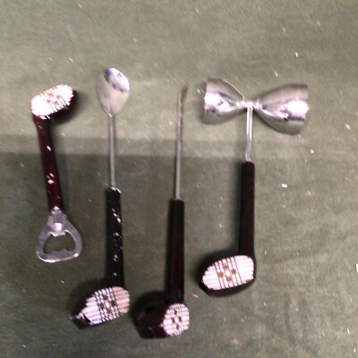 Vintage Golf Club Bartender Cocktail Bar Serving Tools Set of 4 | eBay