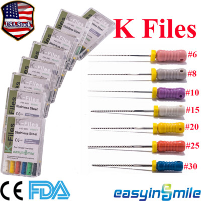 60pcs Dental Endo Root Canal File K-FILES Stainless Steel Hand K Files ...