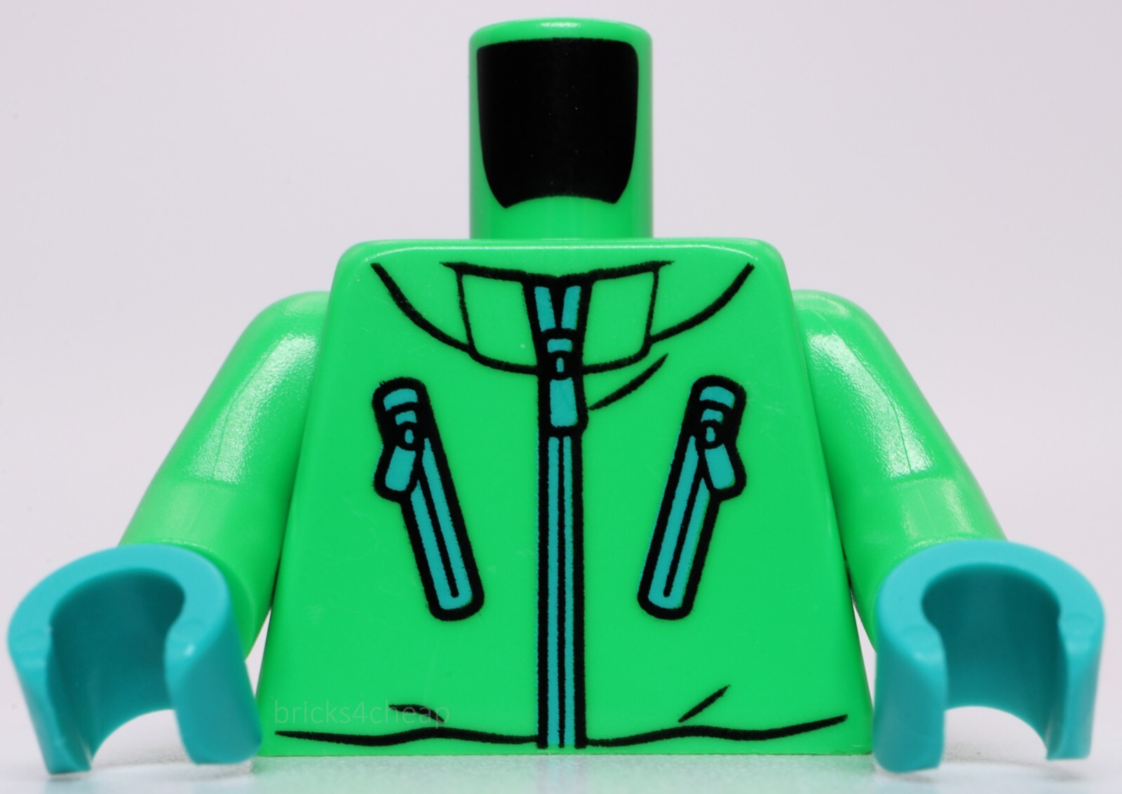 Lego Bright Green Torso Jacket 3 Medium Azure Zippers Dark Turquoise ...