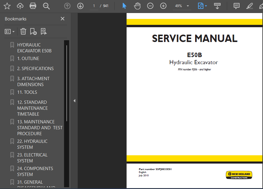 NEW HOLLAND E50 B MINI-MIDI EXCAVATOR SERVICE REPAIR SHOP MANUAL PDF USB | eBay