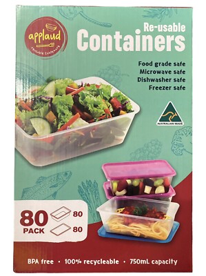 Applaud Reusable Food Containers Tableware 80 Pack Storage 750ml Aus ...