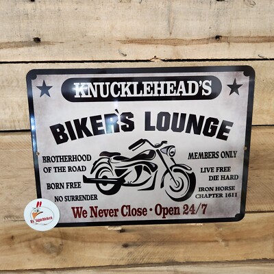 KNUCKLEHEADS BIKER'S LOUNGE sign, motorcycle, hog, Harley, biker ...