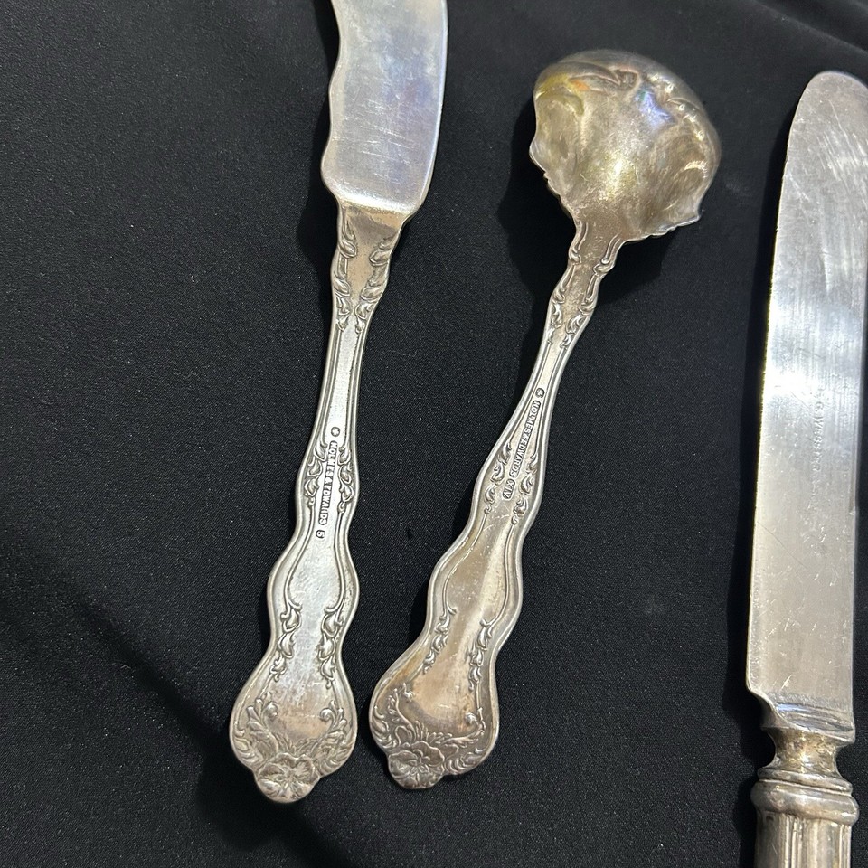 Antique 36 Pc Set E.G Webster & Son ROSE FLOWER 1886 Holmes & Edwards D ...