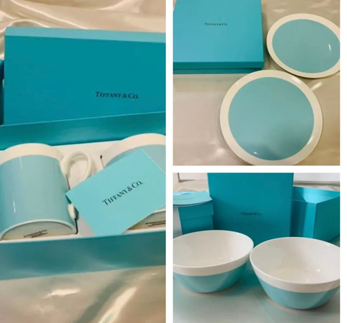 Tiffany & Co. Color Block Dinner Plate cup bowl 2 Piece Set | eBay