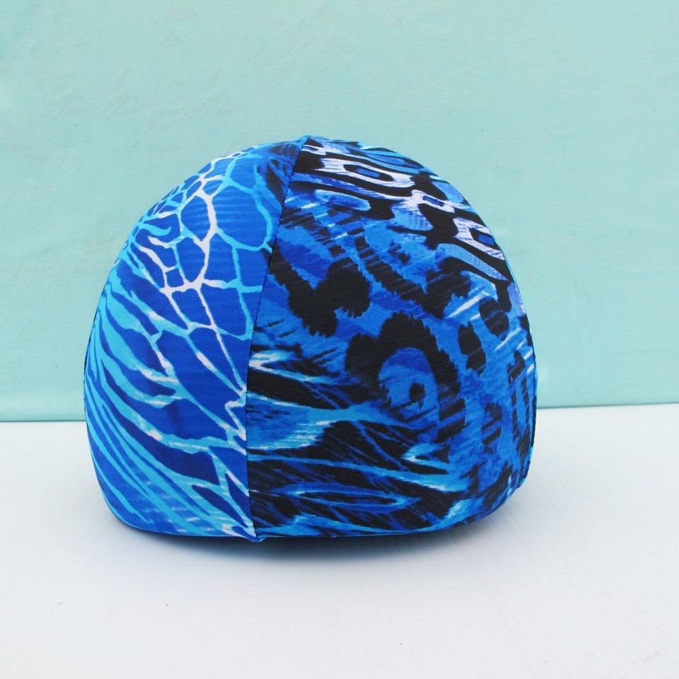Equestrian Riding Helmet Cover Black Blue Animal designs English or ...