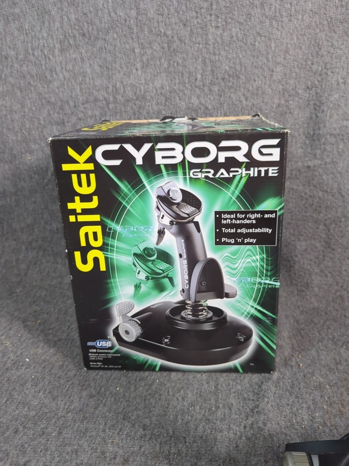 Saitek Cyborg Graphite PC Joystick Game Controller USB Flight Stick | eBay