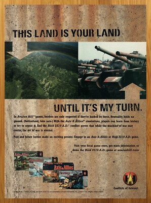 2002 Axis & Allies/Risk 2210 Board Games Print Ad/Poster Sci-Fi WWII ...