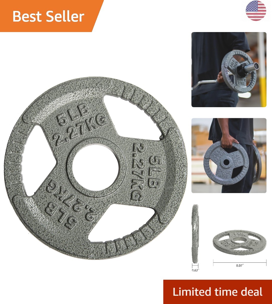 Olympic Enamel Coated Cast Iron Weight Plates - Multi-Purpose - 5lbs ...