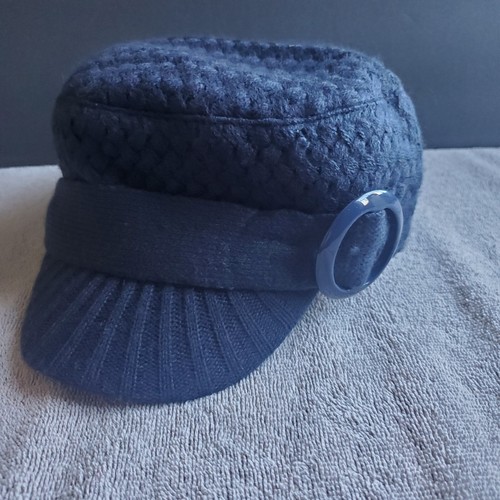 Knitted Navy Blue Newsboy Cab Driver Hat With Side Buckle | eBay