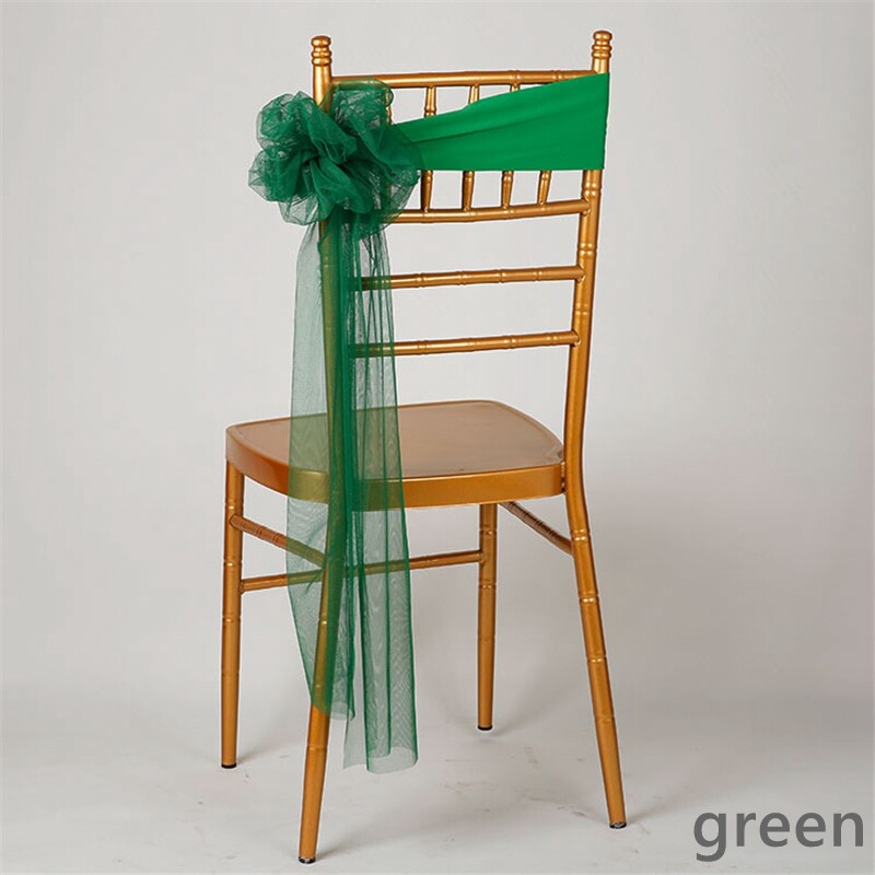 10pcs Wedding Chair Sash Ribbon Cover Mesh Tulle Voile Bow Stretch ...