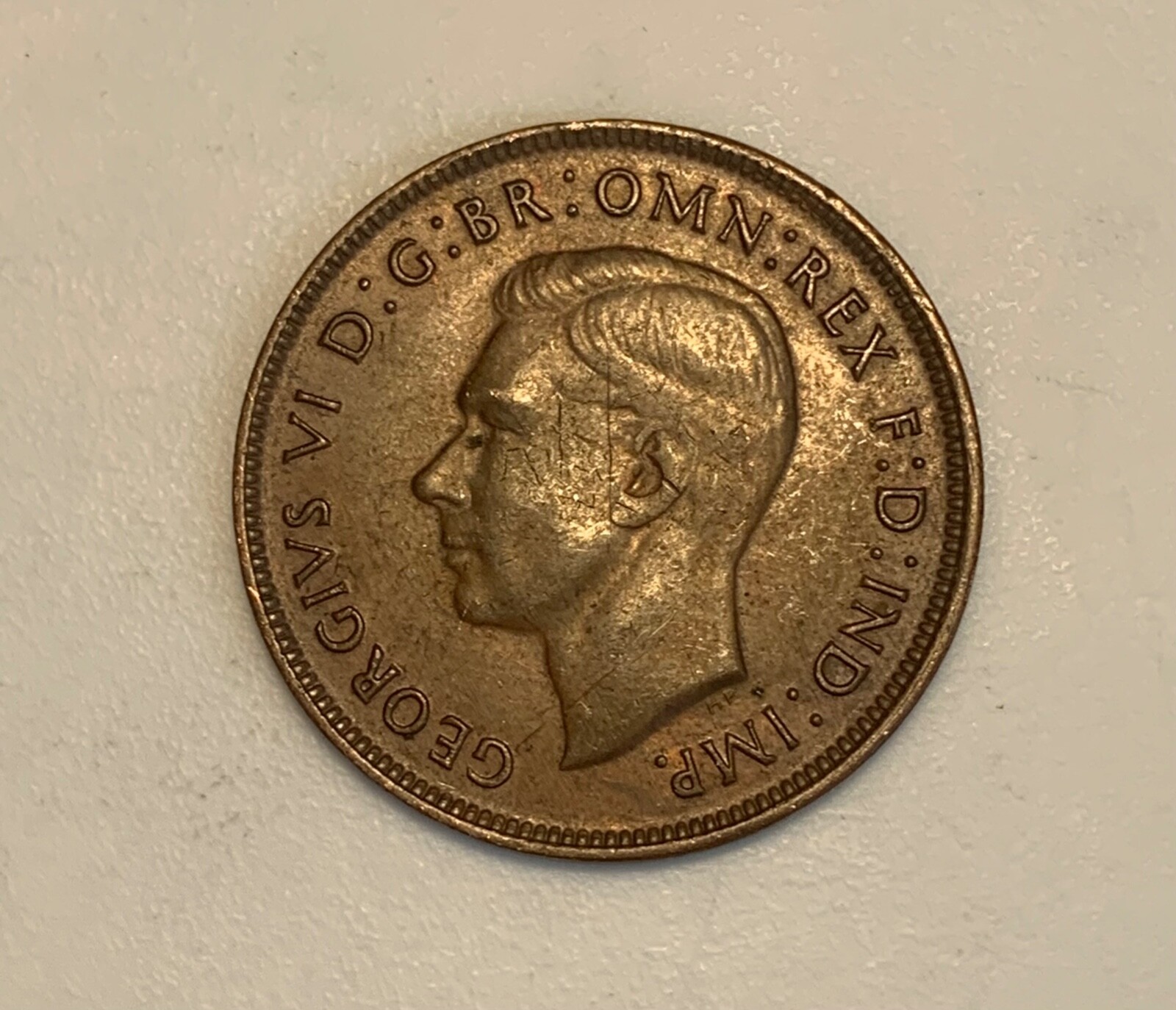 1943 Australia Half Penny King George VI, Kangaroo, Bombay Mint (256 ...