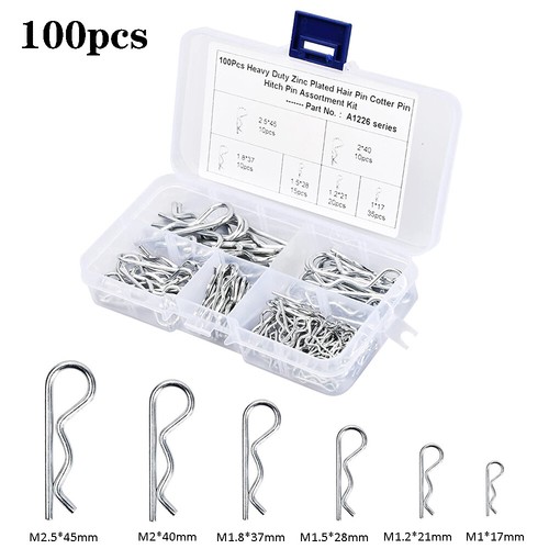 100pcs R Clips for Securing Clevis Pins Bright Zinc Plated Retaining ...