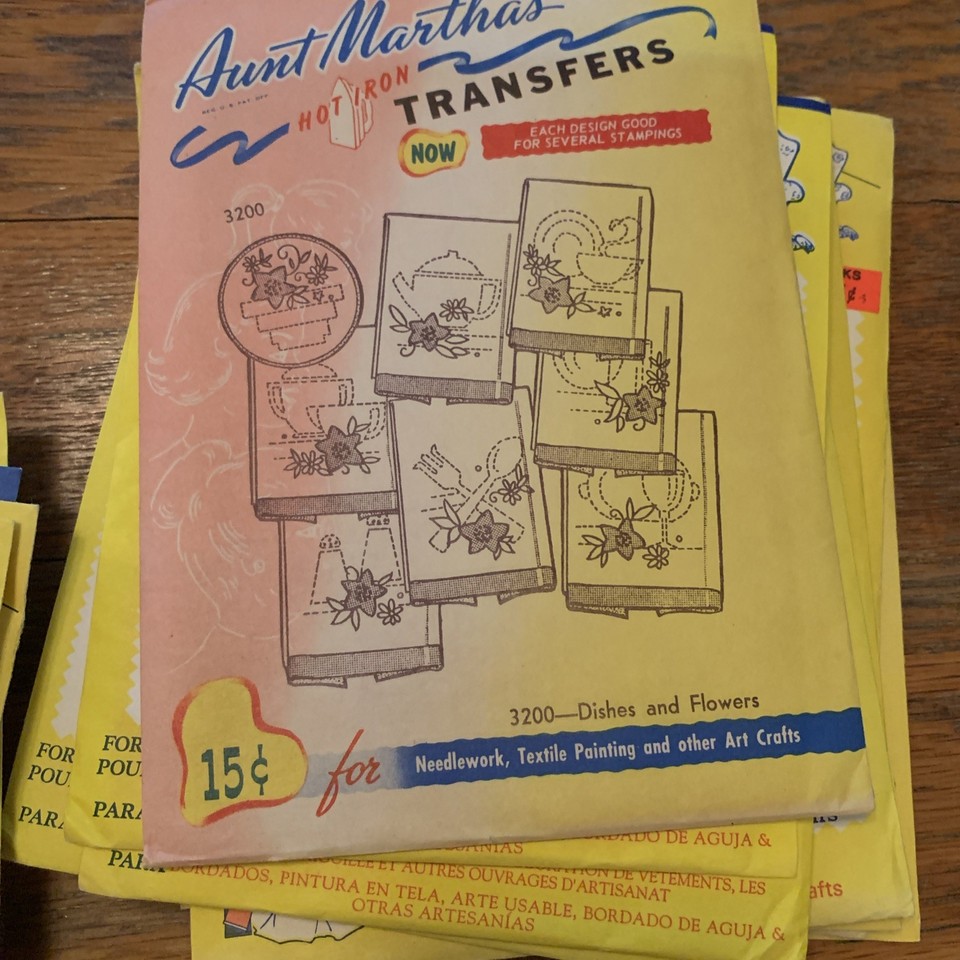 Aunt Martha's Hot Iron Transfers Vtg. Towels Linens Bedroom Sets Lot Of ...
